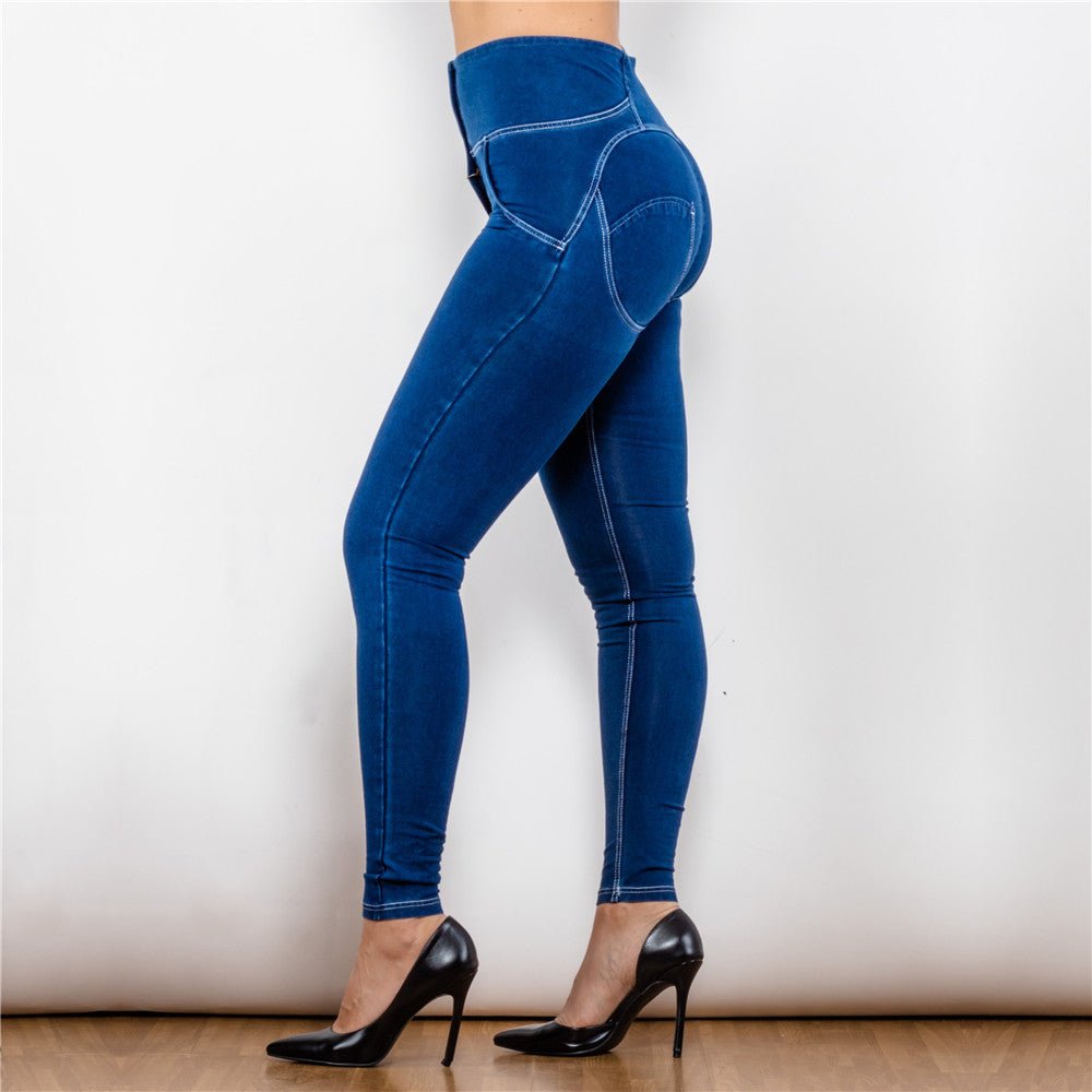 Pre-Order Melody Shaping Pant High Waist Dark blue denim / white stitc ...